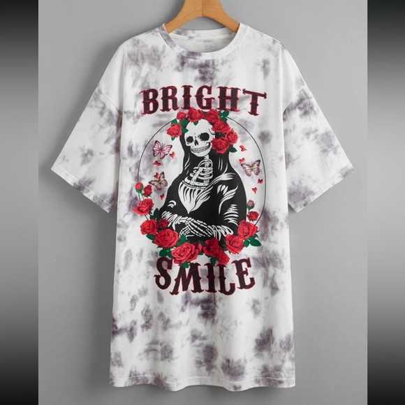 SHEIN | Dresses | Skull Roses Tshirt Dress | Poshmark